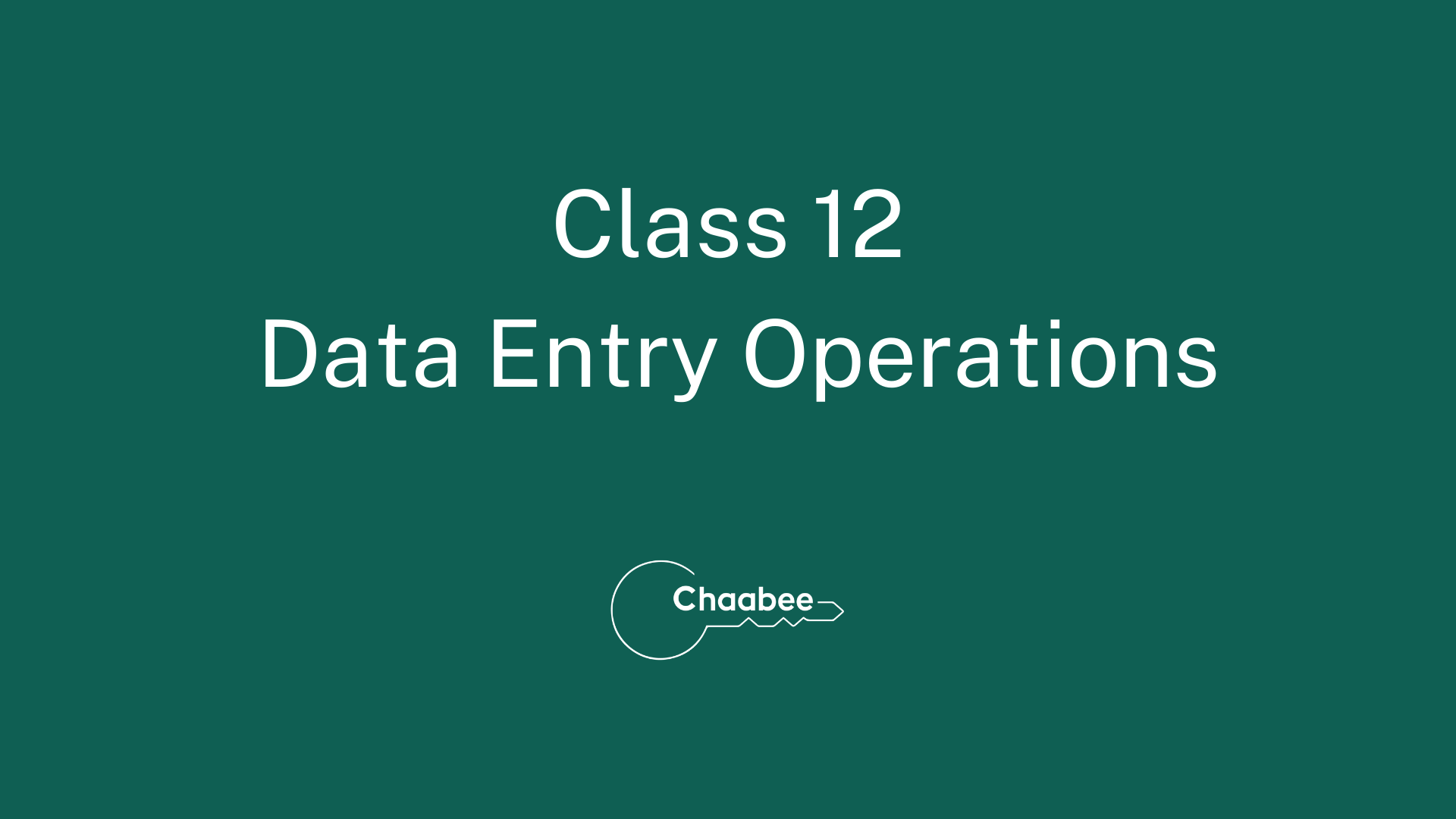 Class 12 Data Entry Operations - NIOS